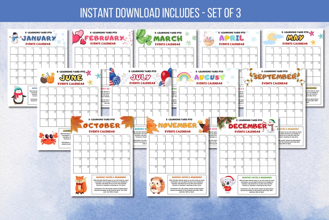 EDITABLE Monthly Event Calendar Flyer Template, Year at a Glance ...
