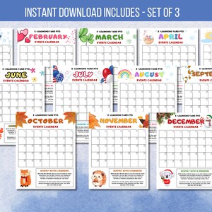 EDITABLE Monthly Event Calendar Flyer Template, Year at a Glance ...
