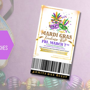 EDITABLE Mardi Gras Fundraiser Ball Invitation Flyer With Invitation ...