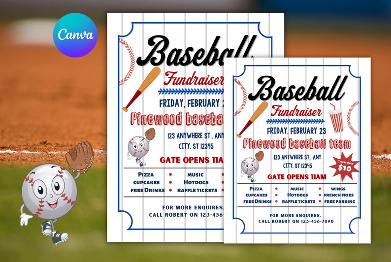 Baseball Fundraiser Editable Flyer, School Benefit Poster, Instant ...