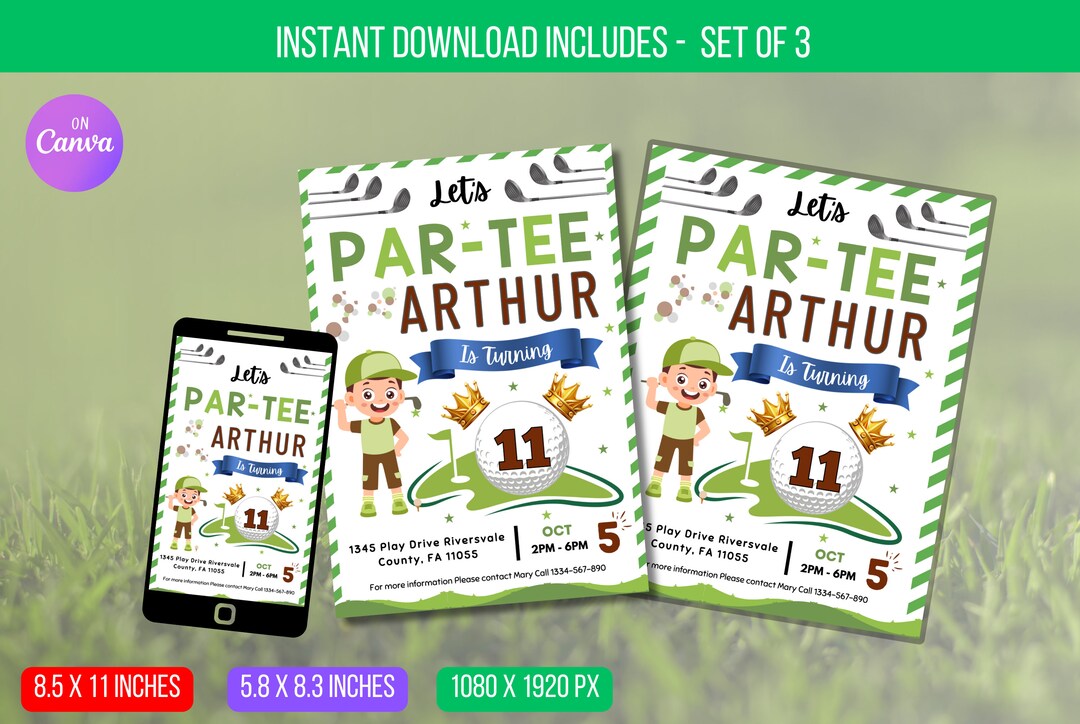 EDITABLE Let's Par-tee Birthday Invitation, Birthday Party Invite, Boy ...