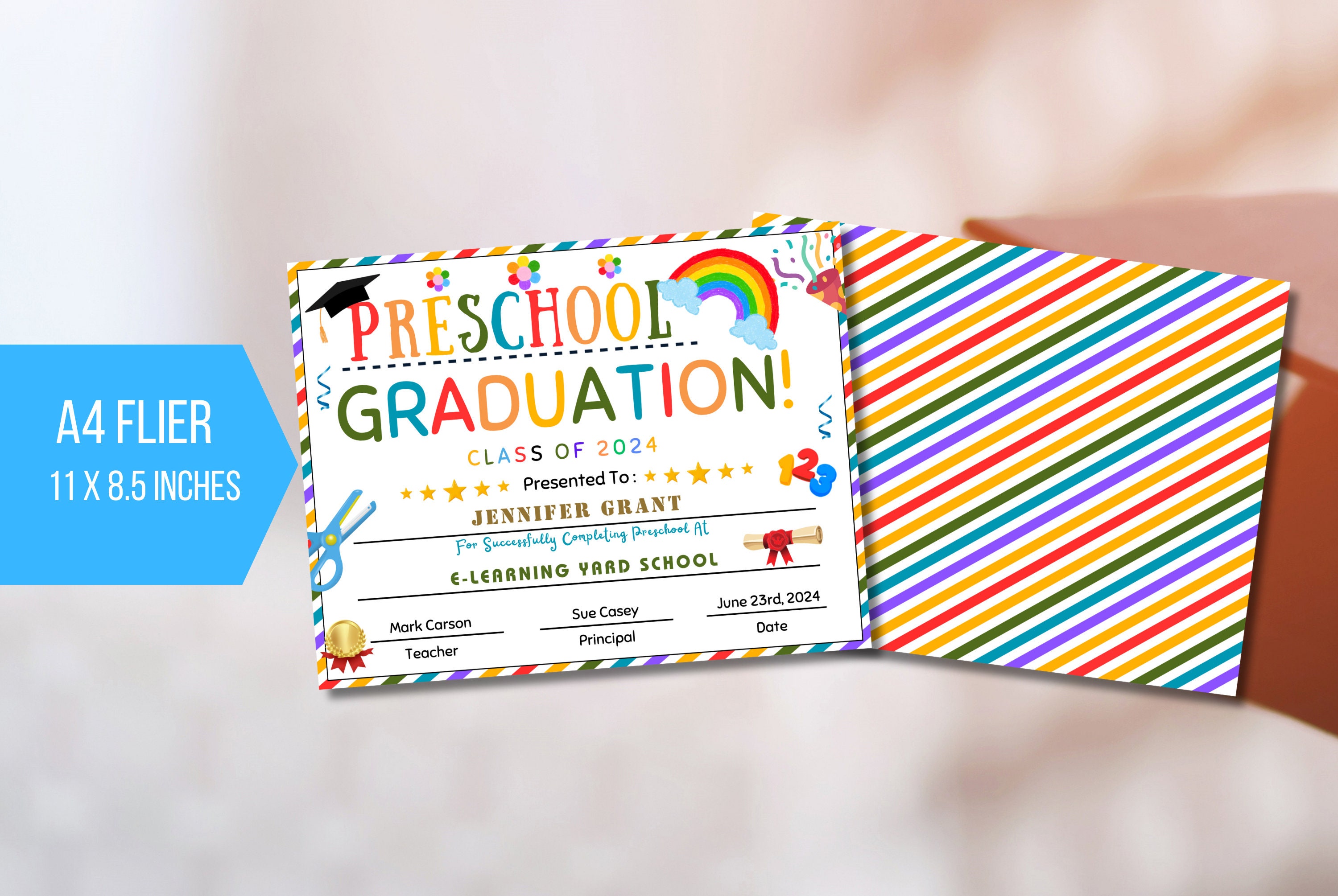 EDITABLE Pre School Graduation Certificate, Kindergarten Graduation ...
