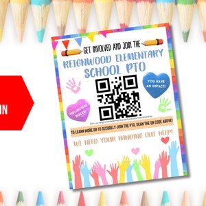 EDITABLE School Pto PTA Recruitment Flyer W QR Code, Printable Handout ...