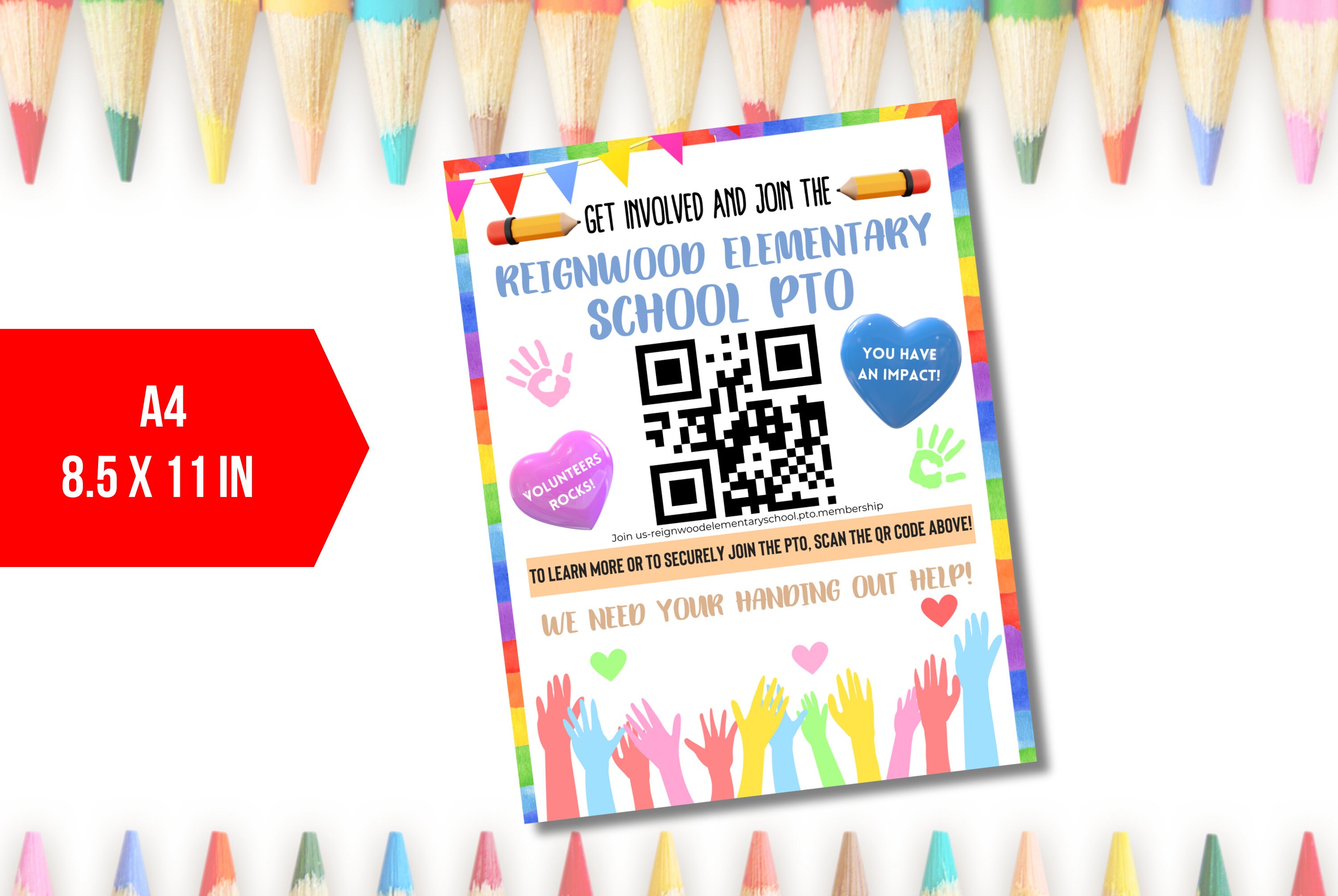 EDITABLE School Pto PTA Recruitment Flyer W QR Code, Printable Handout ...
