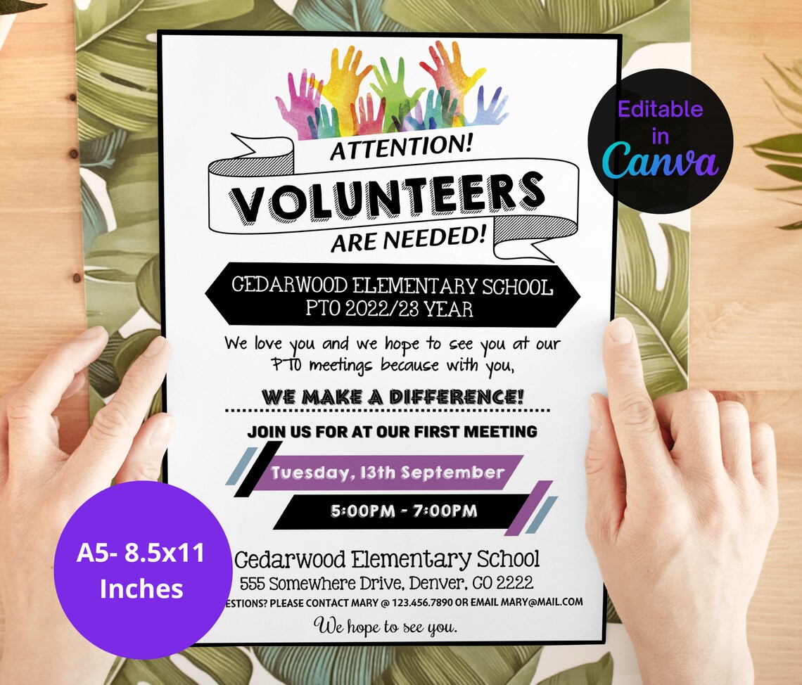EDITABLE Volunteer Recruitment Flyer Printable Handout - Etsy