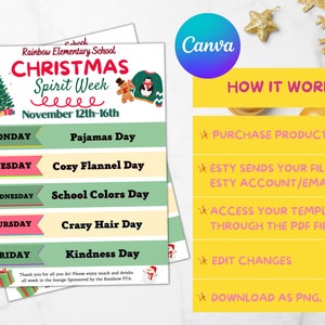 Christmas Spirit Week Editable Itinerary Schedule | Printable DIY ...