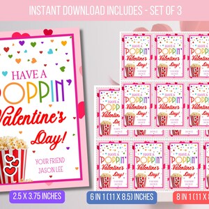 EDITABLE Popcorn Valentine's Day Tag, Have A POPPIN Valentine's Day ...