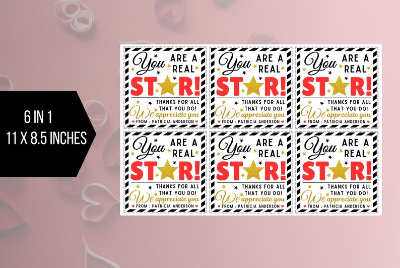 EDITABLE You Are A Star, Teacher Appreciation Week Employee Nurse Staff ...