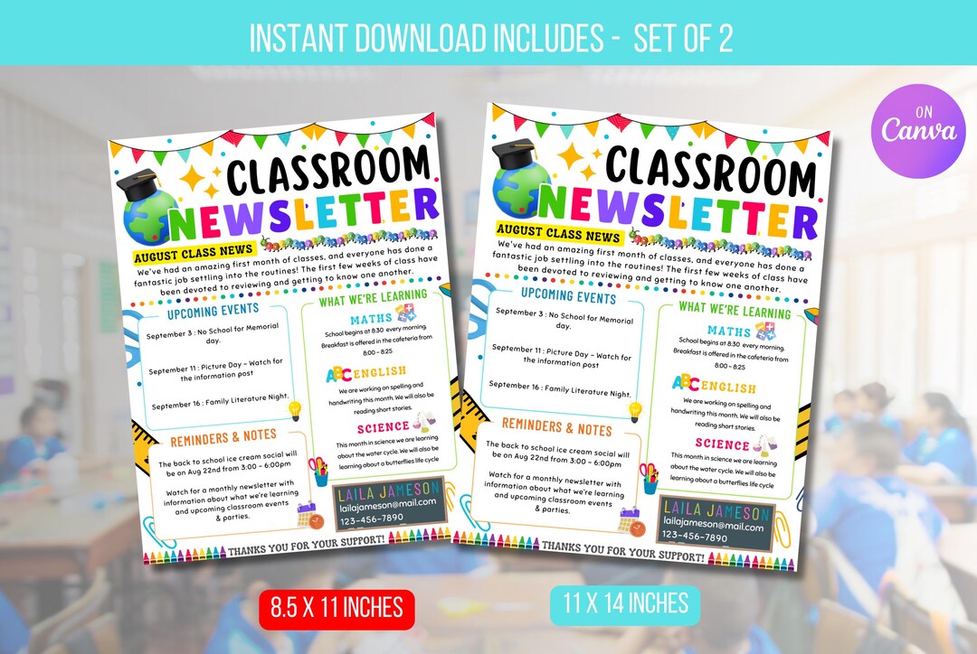 EDITABLE Classroom Newsletter Template, Back to School Newsletter ...