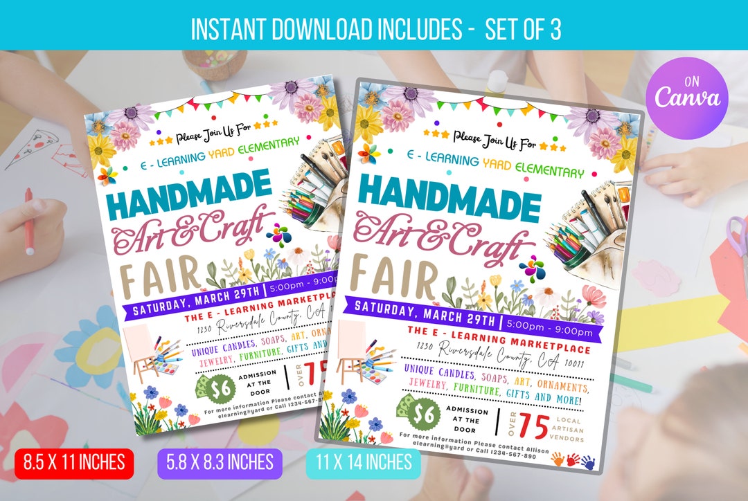 EDITABLE Handmade Art and Craft Fair Flyer, Craft Show Invitation ...