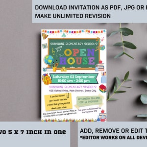 EDITABLE School Open House Flyer, Open House Invite, Printable PTA PTO ...