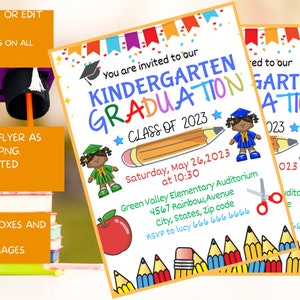 Editable Kindergarten Graduation Invitation Flyer, Printable ...