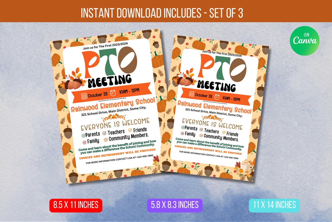 EDITABLE October PTO Meeting Handout Flyer, School Information Meeting ...