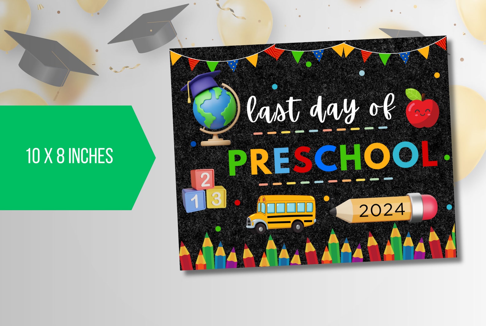 EDITABLE Last Day of Kindergarten, End of School Chalkboard Sign ...