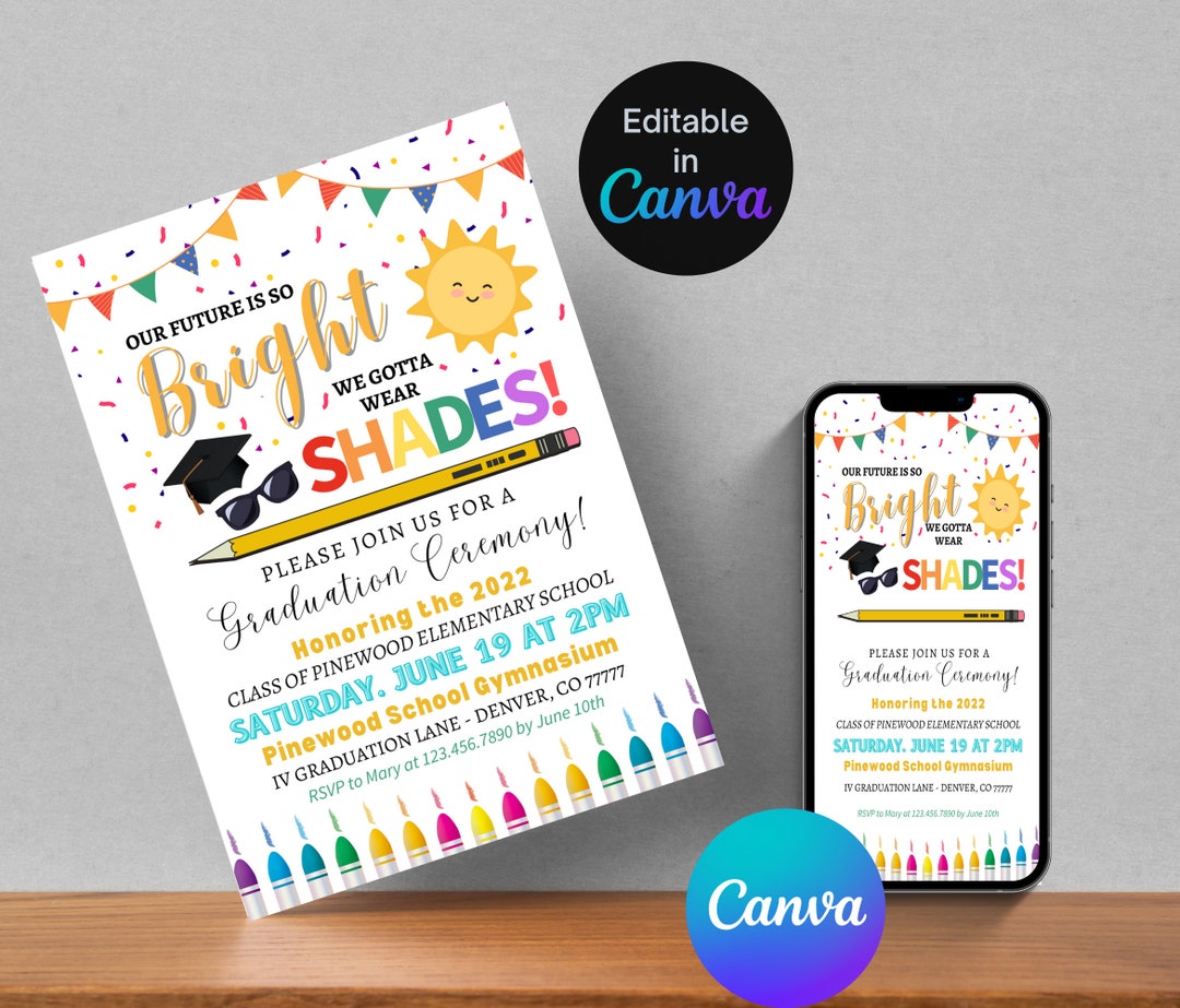 EDITABLE Kindergarten Graduation Invitation, Preschool Pre K Graduation ...