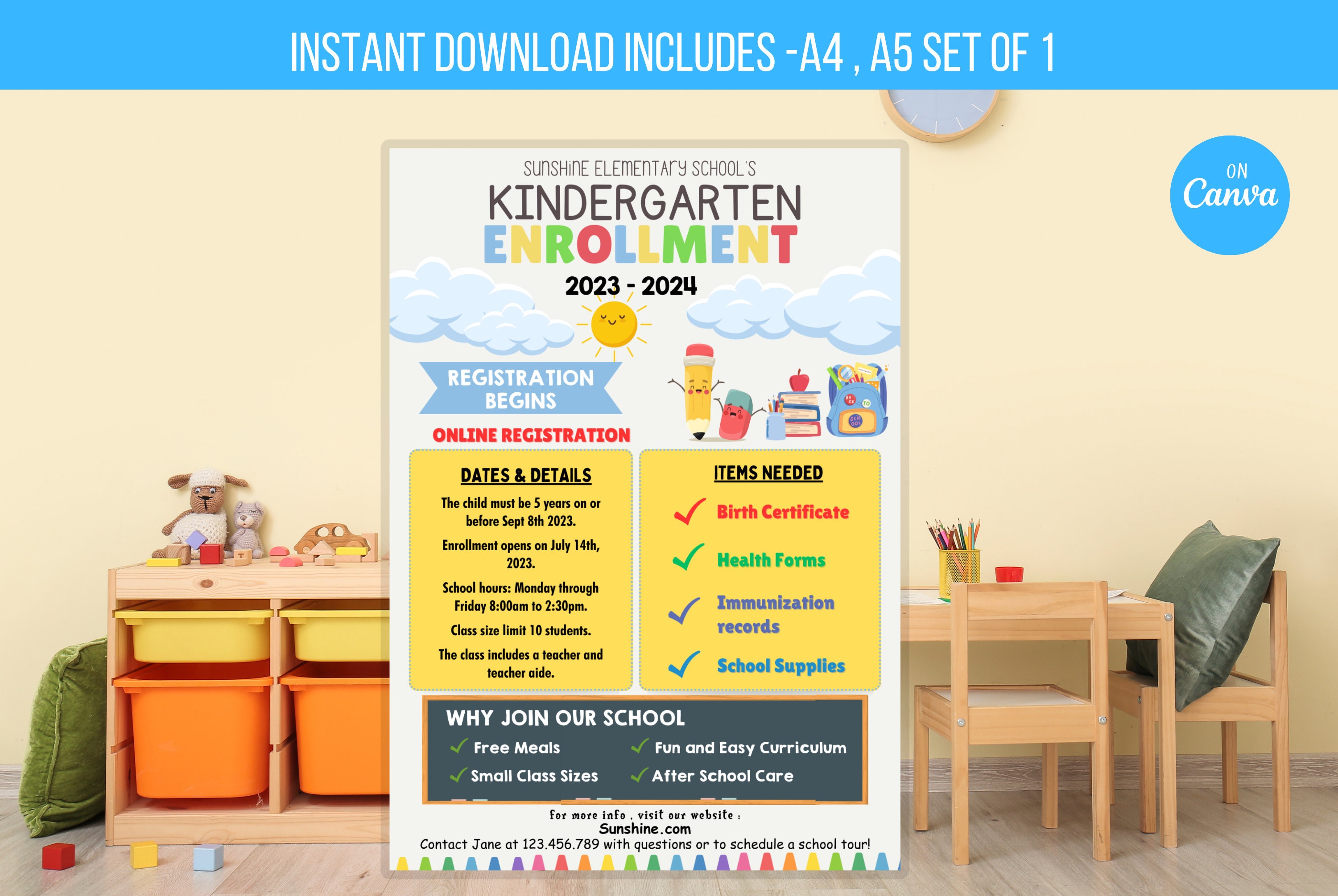 EDITABLE Kindergarten Enrollment Flyer Registration Flyer - Etsy