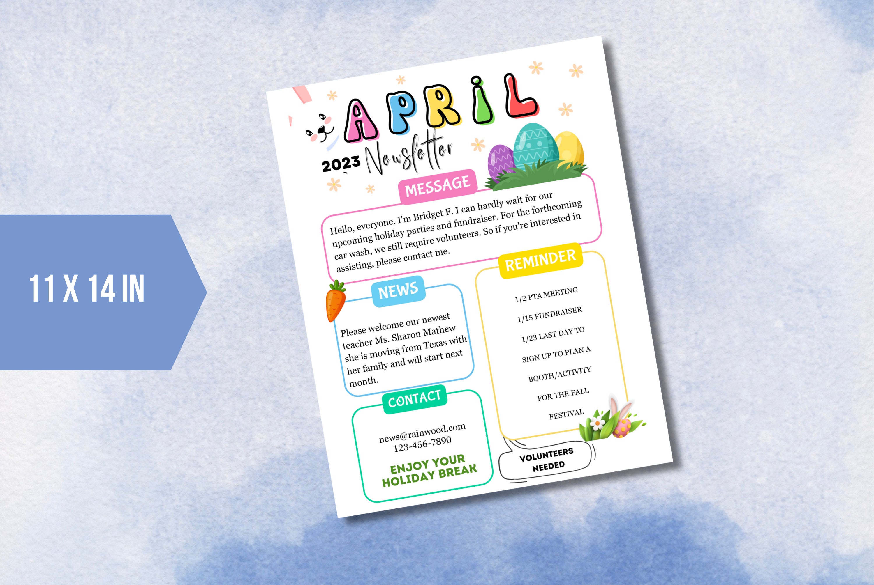 EDITABLE April PTO Newsletter Template, Classroom Printable Handout ...