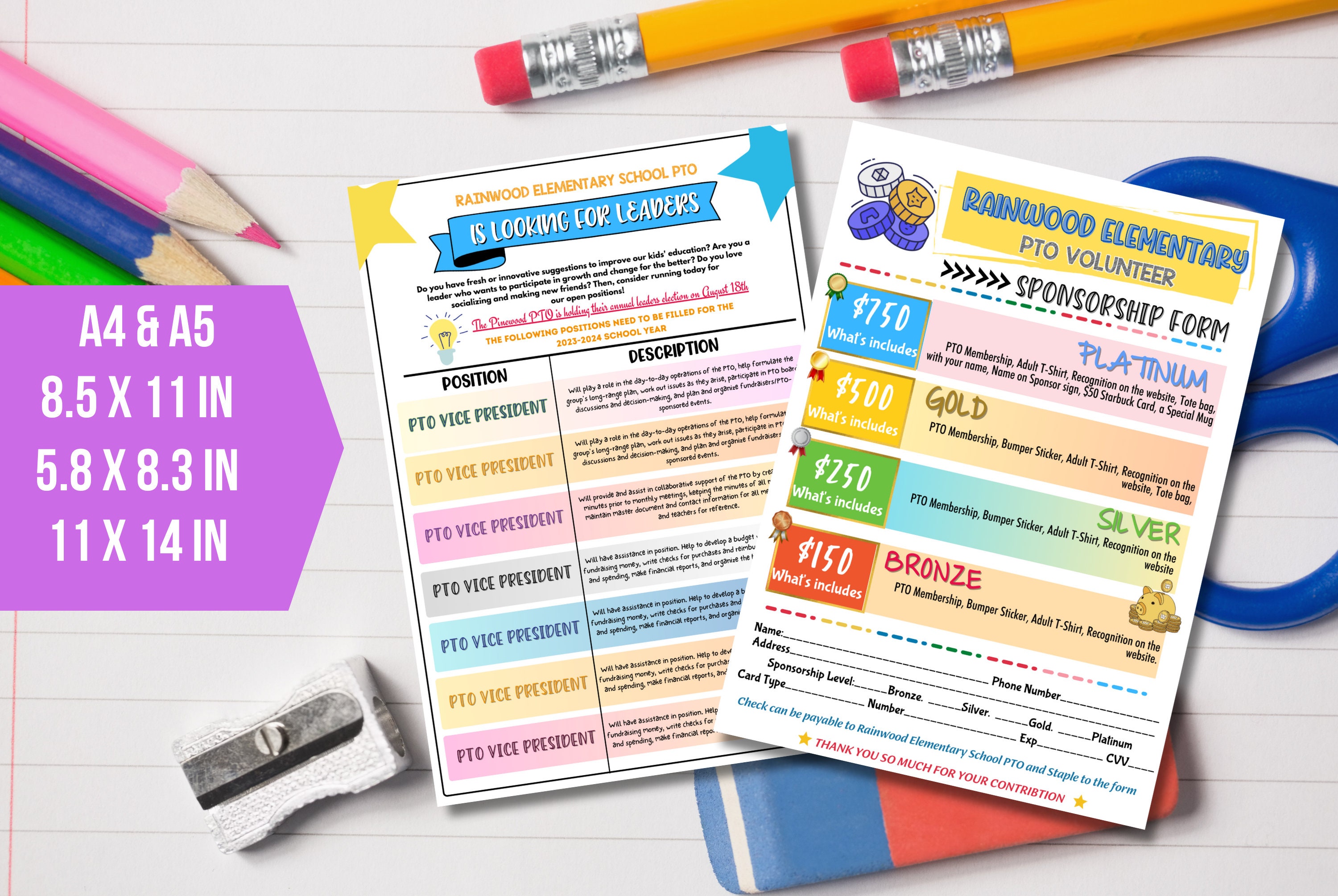 Editable PTO Flyer Bundle Printable School PTO Information - Etsy