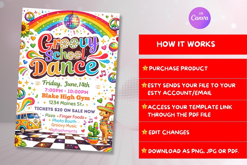 EDITABLE Groovy School Dance Template Invite, School Homecoming Senior ...
