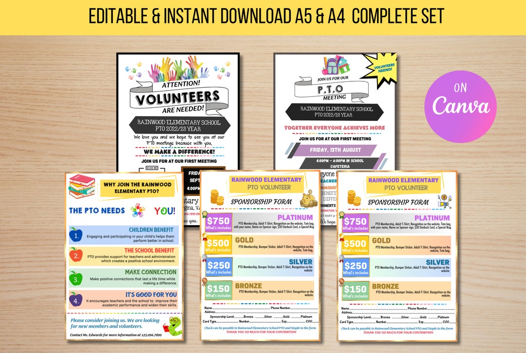 EDITABLE PTO PTA Recruitment Complete Package Flyer - Etsy