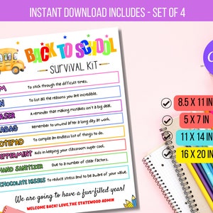 EDITABLE Back to School Survival Kit Template, First Day of School ...