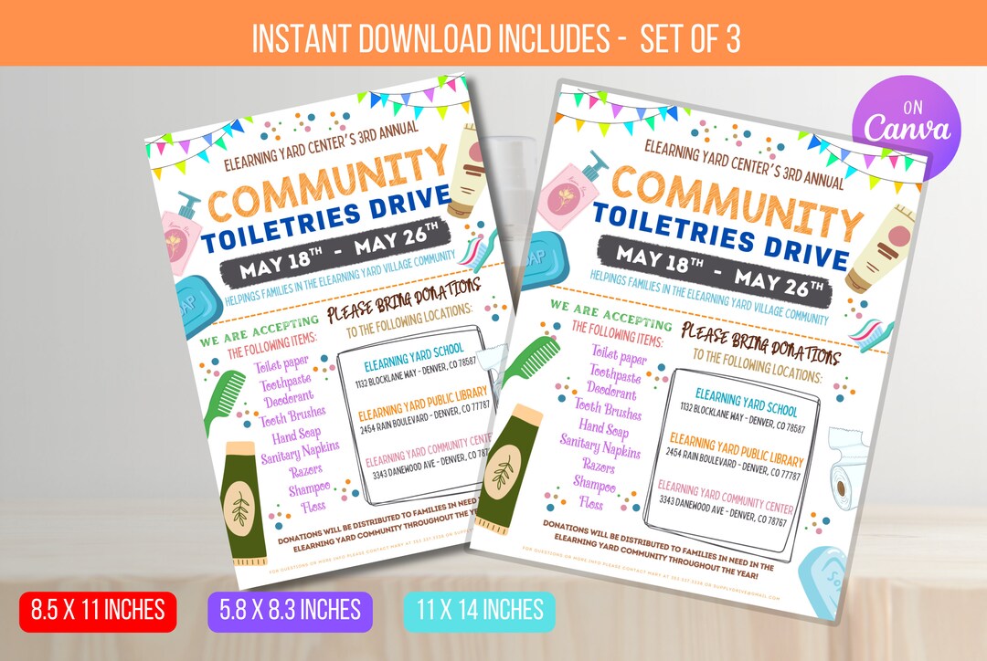 EDITABLE Community Toiletries Drive Flyer, School Church Fundraiser ...