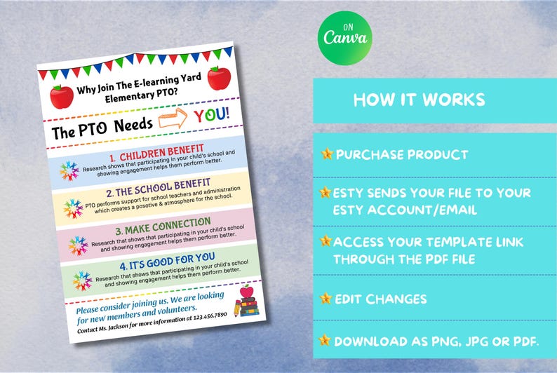 PRINTABLE School PTO/PTA Recruitment Flyer, Volunteer Meeting Agenda ...