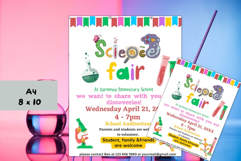 Science Fair Editable Flyer PRINTABLE Template for School - Etsy