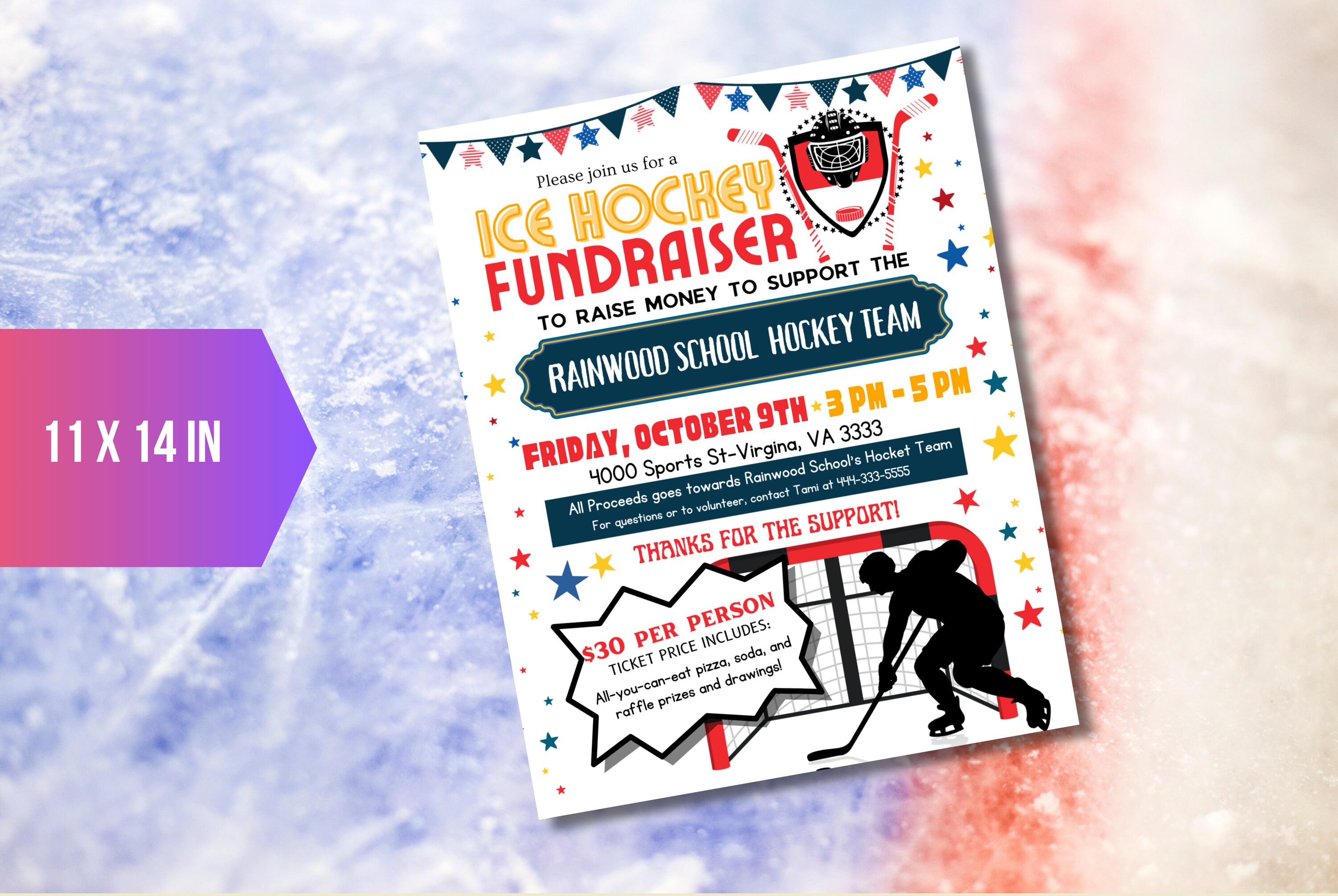 EDITABLE Ice Hockey Fundraiser Invitation Flyer School - Etsy