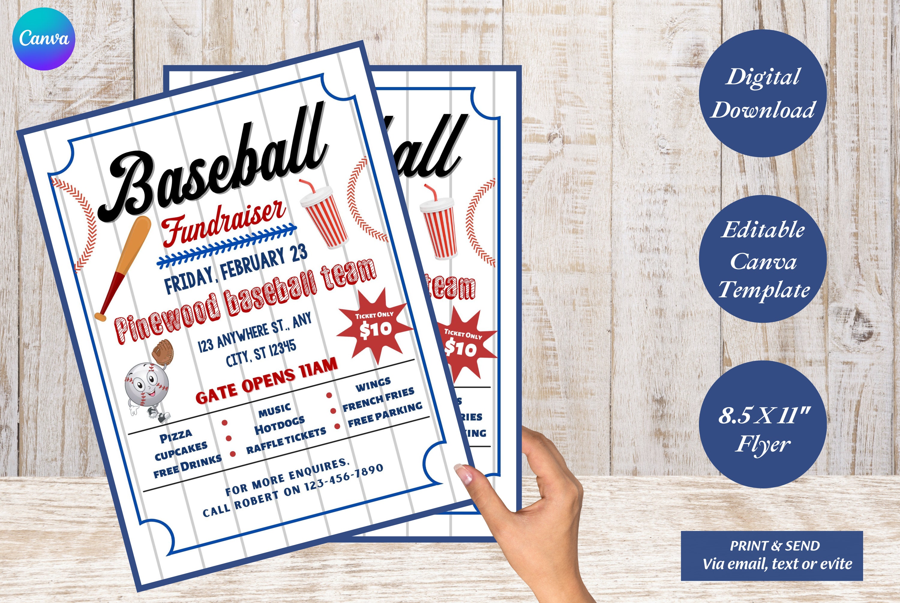 Baseball Fundraiser Editable Flyer School Benefit Poster - Etsy