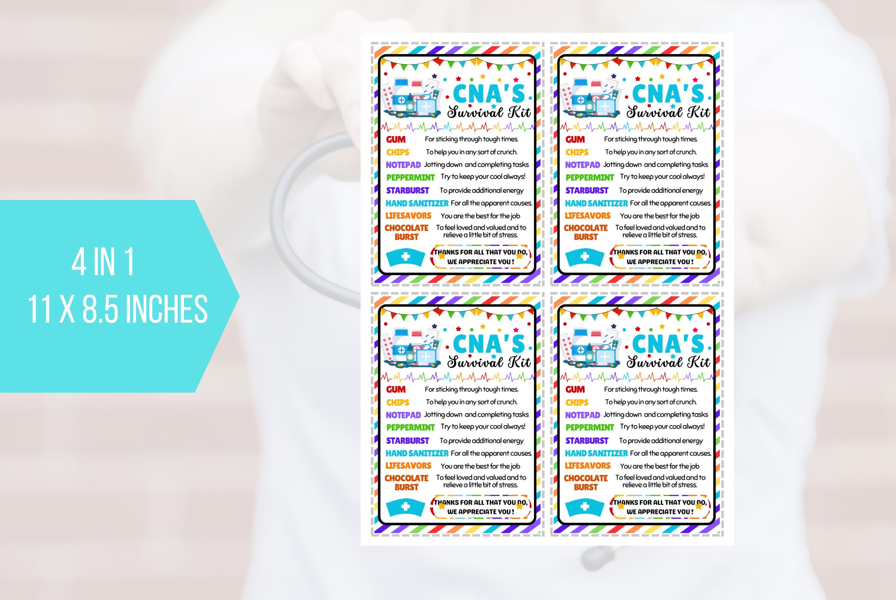EDITABLE CNA Survival Kit Gift Tags, National Nursing Assistants Day ...