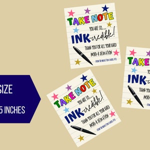 Pen Thank You Gift Tags, Take Note You Are Ink-credible, Teacher Staff ...