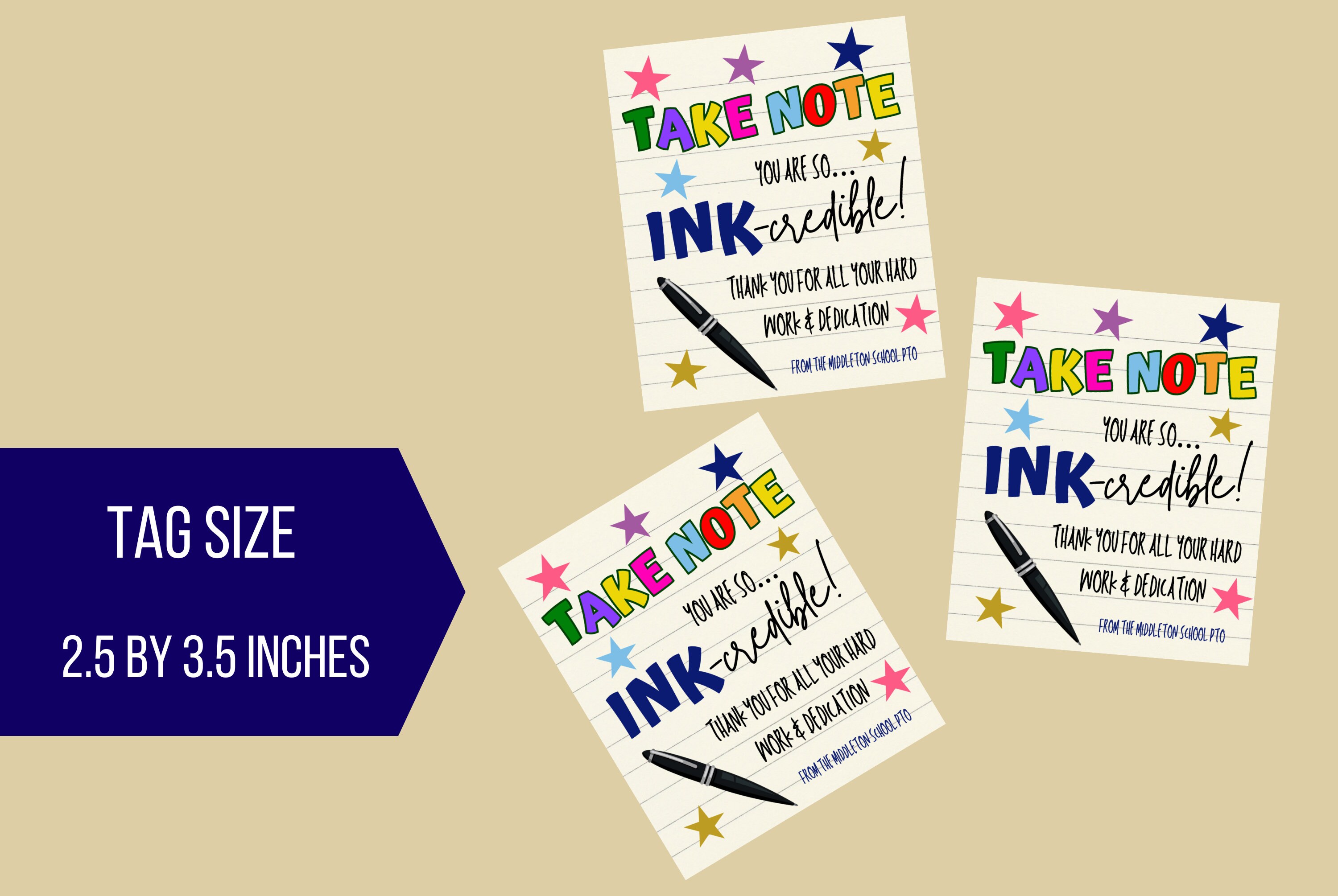 Pen Thank You Gift Tags Take Note You Are Ink-credible - Etsy