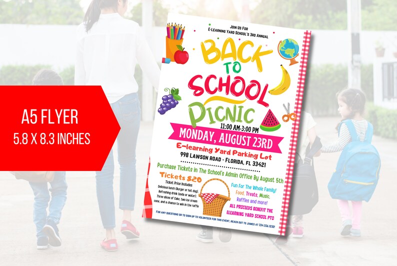 EDITABLE Back to School Picnic Invite, School Picnic Party Invite, End ...