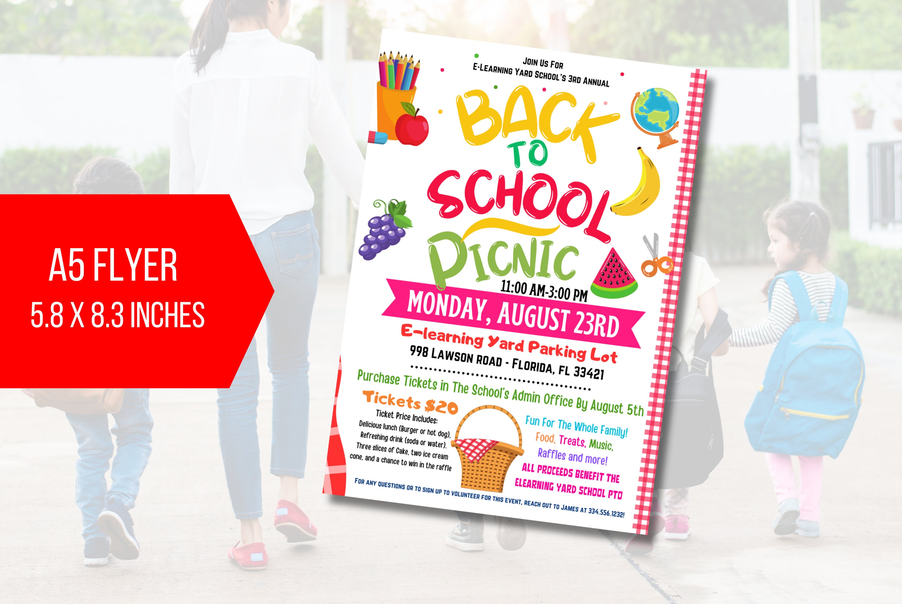 EDITABLE Back to School Picnic Invite, School Picnic Party Invite, End ...