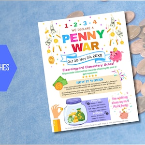 EDITABLE Penny War Fundraiser Flyer, Printable School Fundraiser Event ...