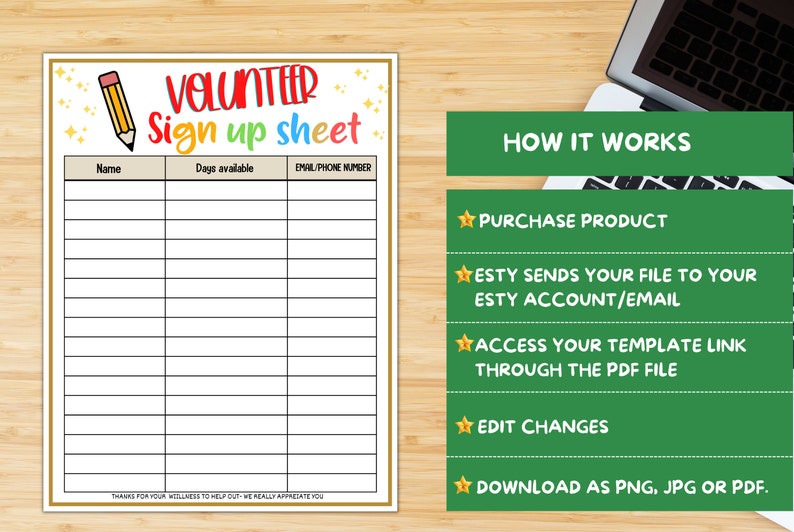 Teacher Volunteer Printable, School Pto Pta Sign up Sheet, Volunteer ...