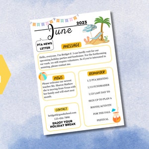 EDITABLE June Newsletter Template, Classroom Printable Handout Flyer ...