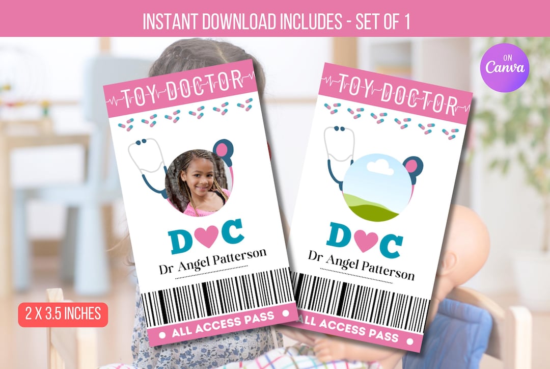 EDITABLE Toy Doctor Name Tag, Toy Doc Party, Pretend Play Doctor ...