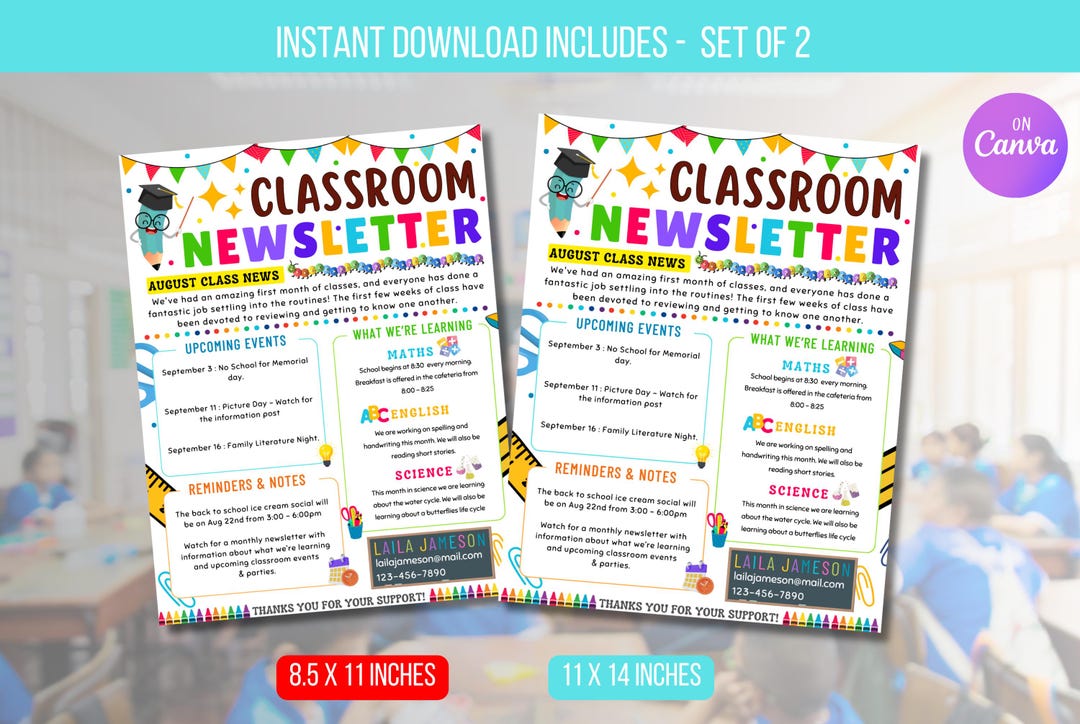 EDITABLE Classroom Newsletter Template, Back to School Newsletter ...