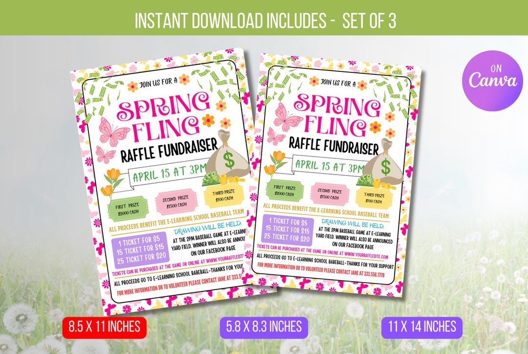 EDITABLE Spring Fling Raffle Fundraiser, Easter Festival Fundraiser ...