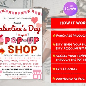 EDITABLE Valentine's Day Pop up Shop Flyer, Valentine's Day Shopping ...