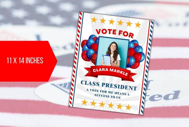 EDITABLE Presidential Campaign Poster, Class Campaign President, High ...