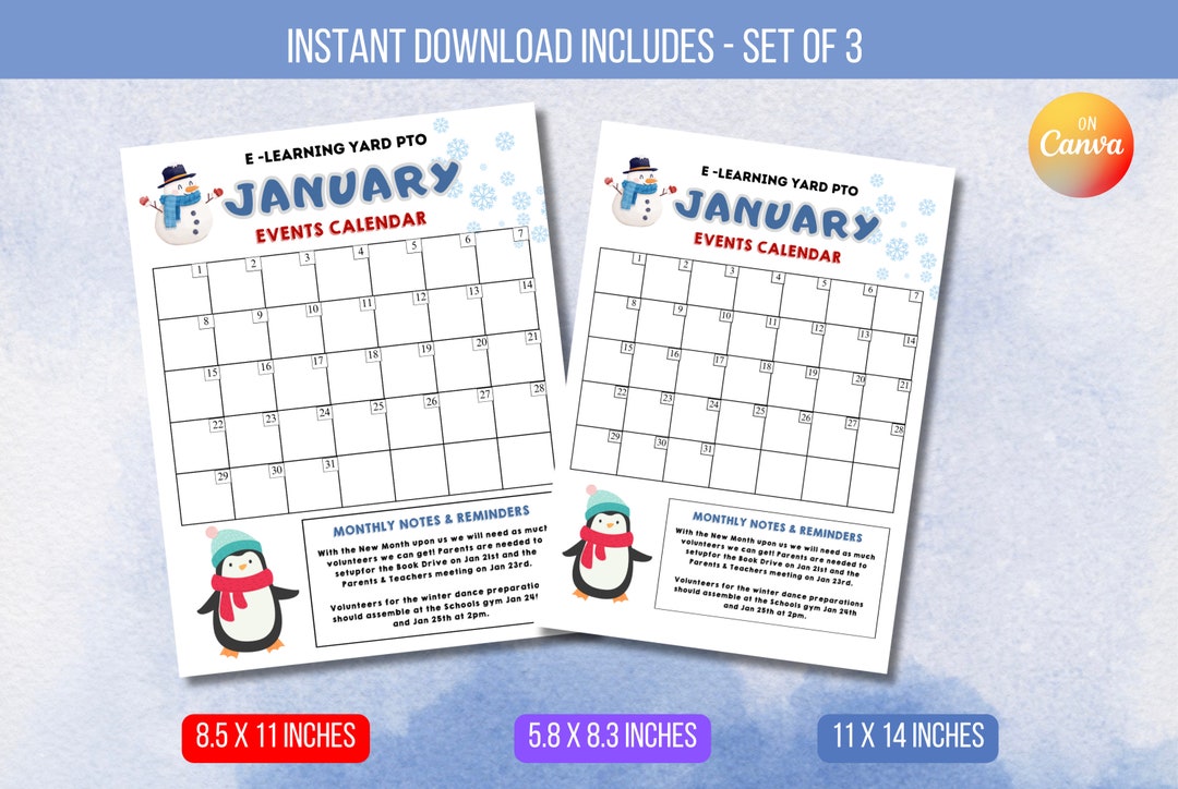EDITABLE Monthly Event Calendar Flyer Template, Year at a Glance ...