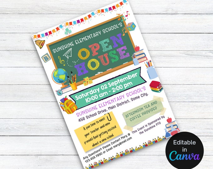 Back to School | Open House | Customizable Flyer | Instant Download - Etsy