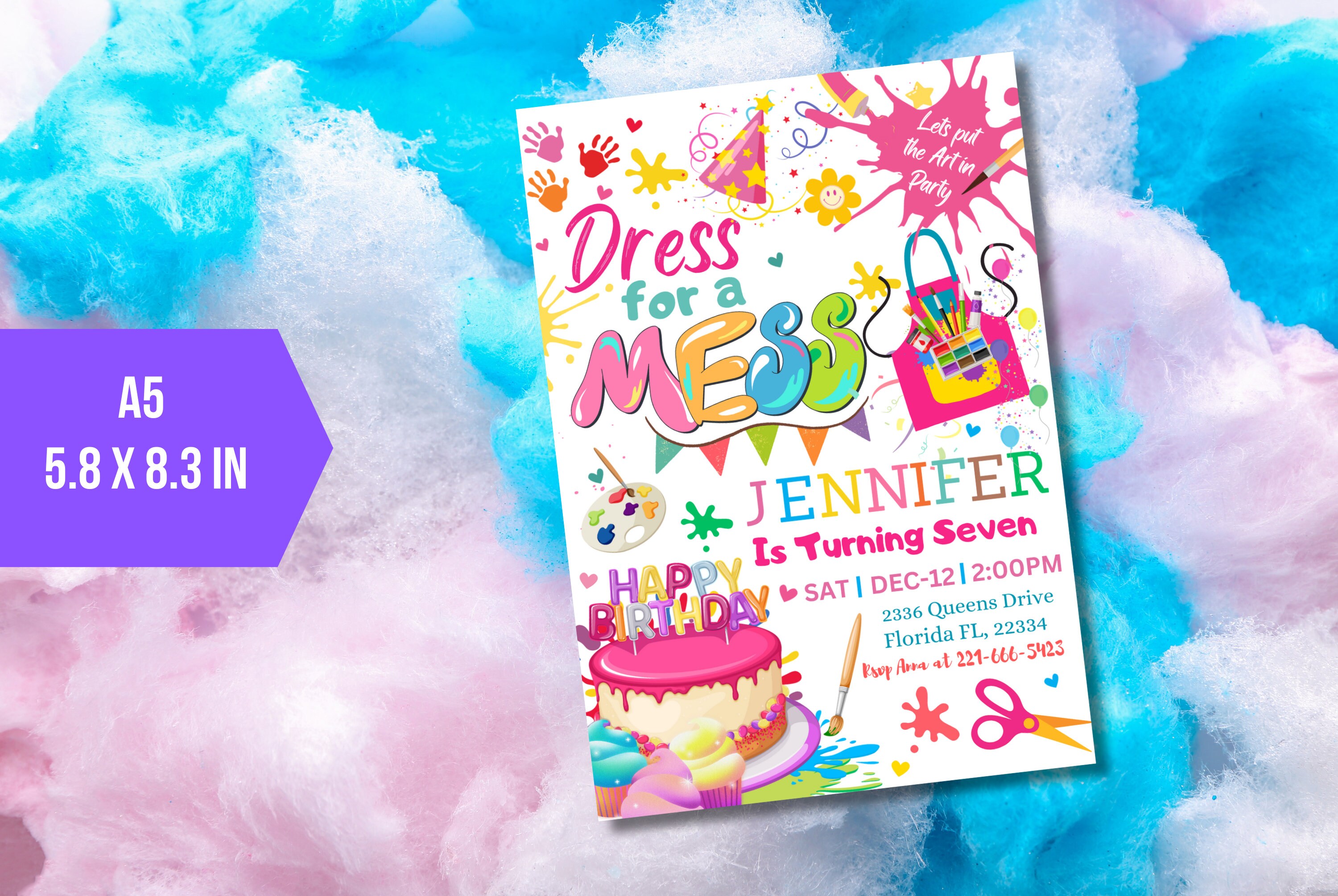 EDITABLE Birthday Invitation Dress for A Mess Birthday Party - Etsy