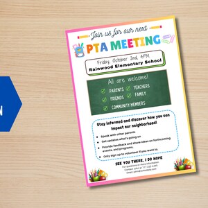 EDITABLE PTA Meeting Handout Flyer, School Information Meeting Flyer ...