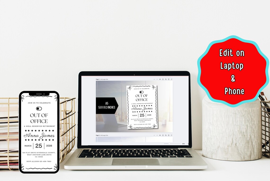EDITABLE Out of Office Retirement Party Invite, Party Invitation ...