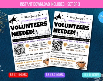 EDITABLE Volunteer Recruitment Flyer, Printable Handout, School ...
