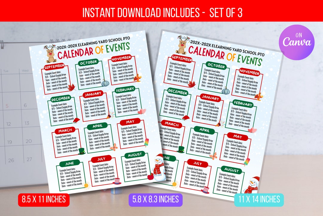 EDITABLE Monthly Event Calendar Flyer Template, Year at a Glance ...